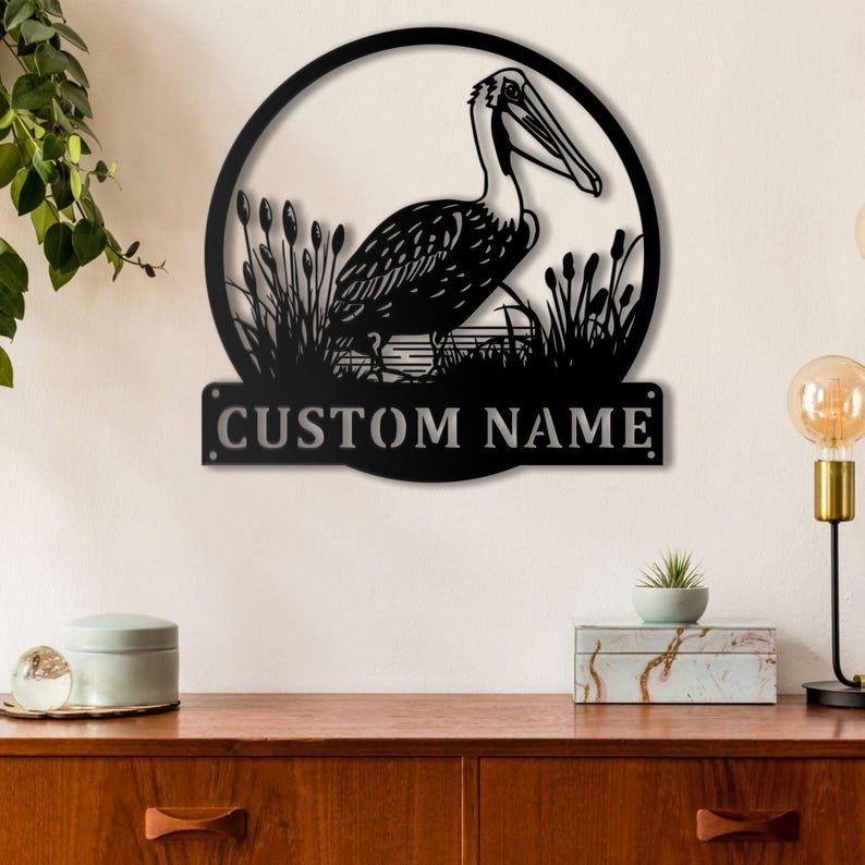 Personalized Pelican Bird Metal Sign LED Light, Custom Pelican Bird ...