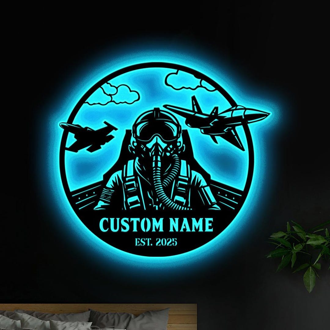 Personalized Fighter Jet Metal Wall Art With LED Light,custom Aircraft ...