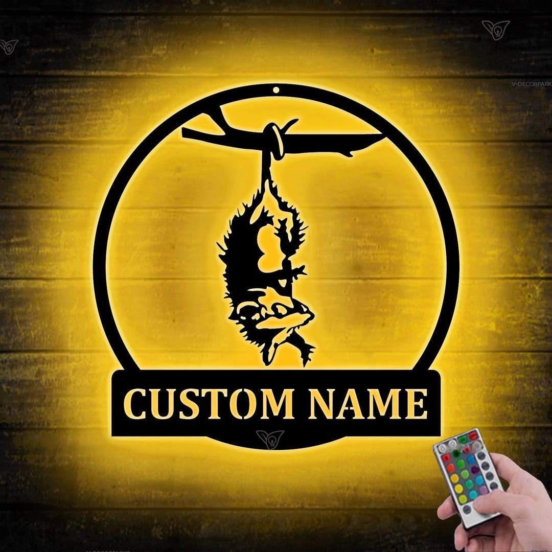 Personalized Opossum Metal Sign Led Lights, Custom Opossum Name Sign ...
