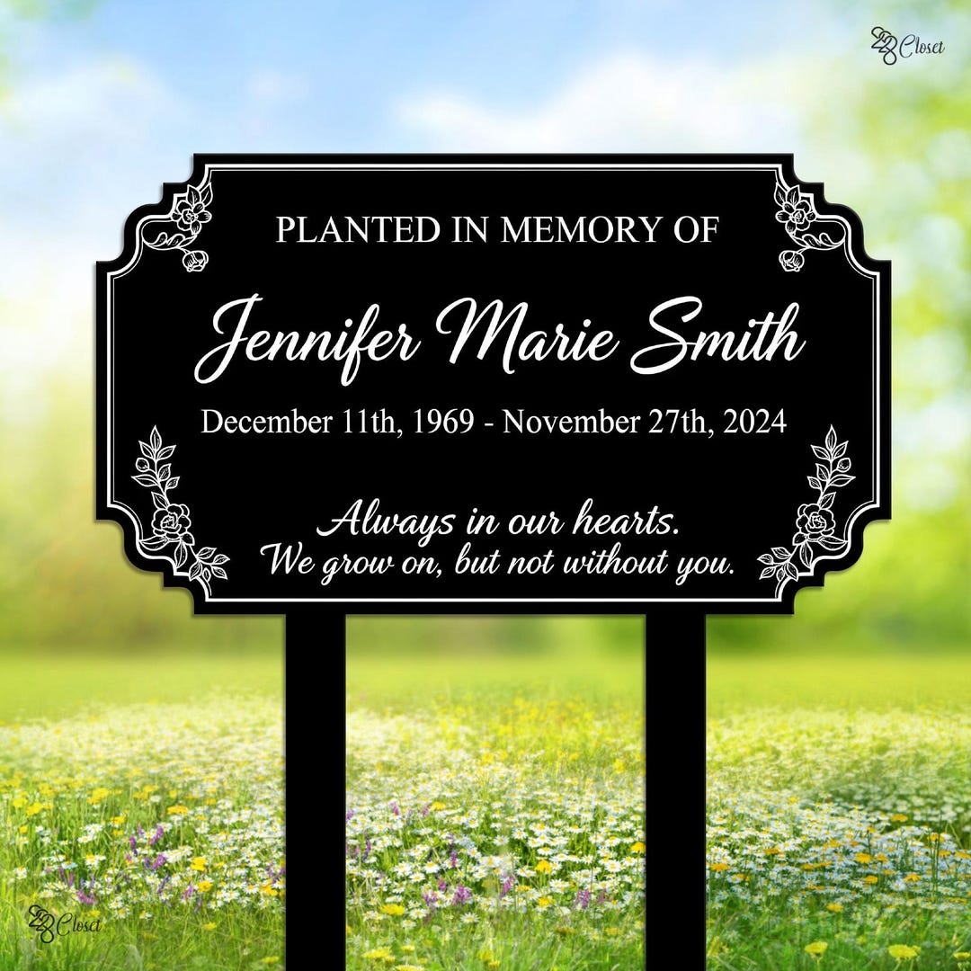 Custom Floral Memorial Sign, Elegant Floral Metal Garden, Elegant ...