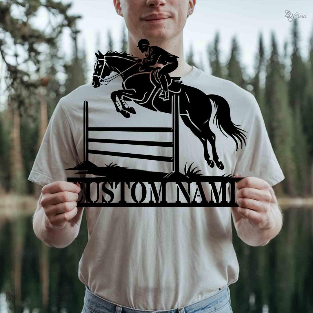 Custom Horse Jumping Metal Sign, Equestrian Wall Decor for Rider, Horse ...