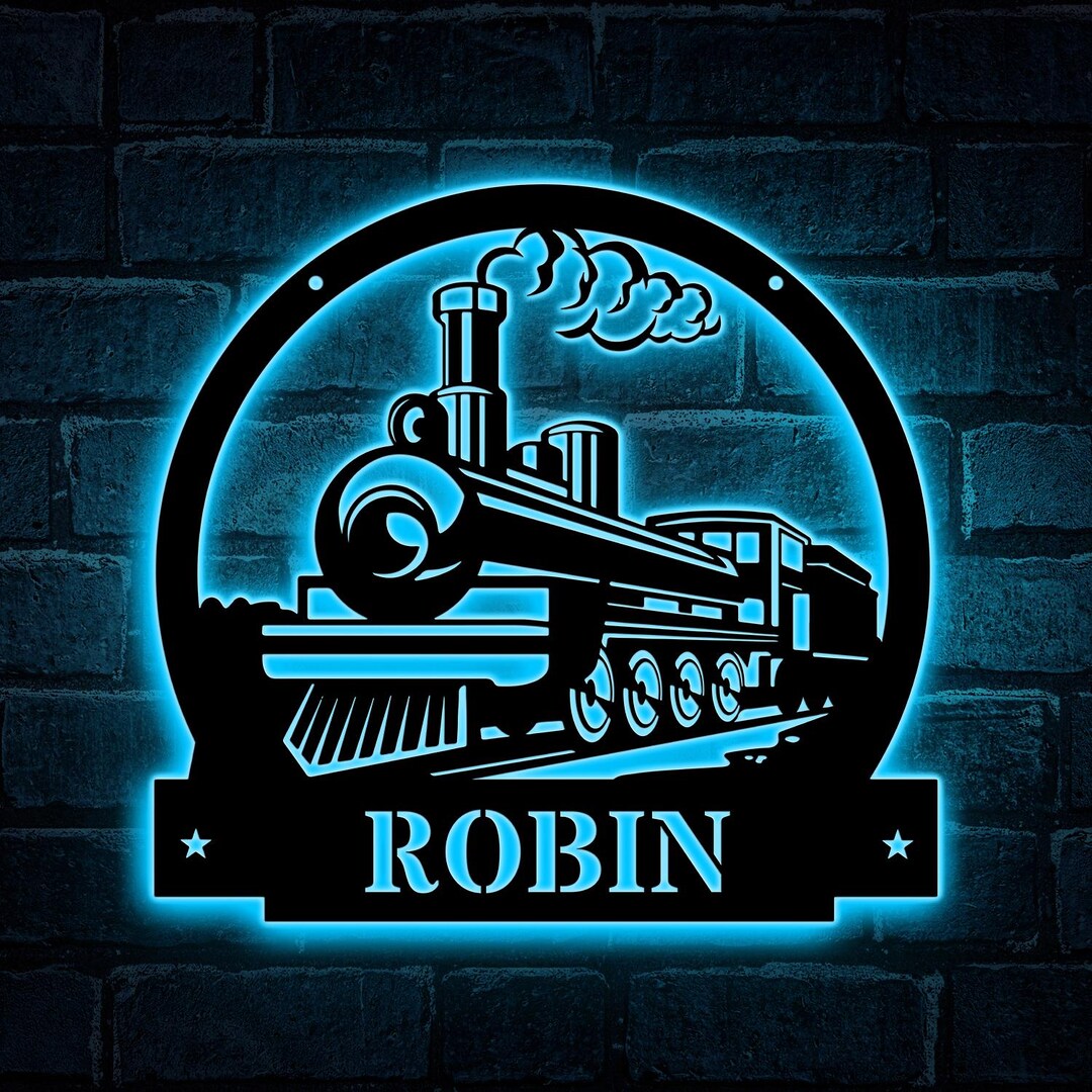 Custom Train Metal Sign, Train Monogram Sign, Personalized Train Sign ...