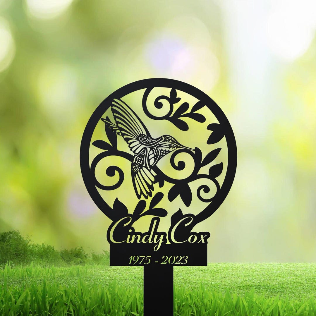 Personalized Hummingbird Memorial Stake, Sympathy Sign, Grave Marker ...