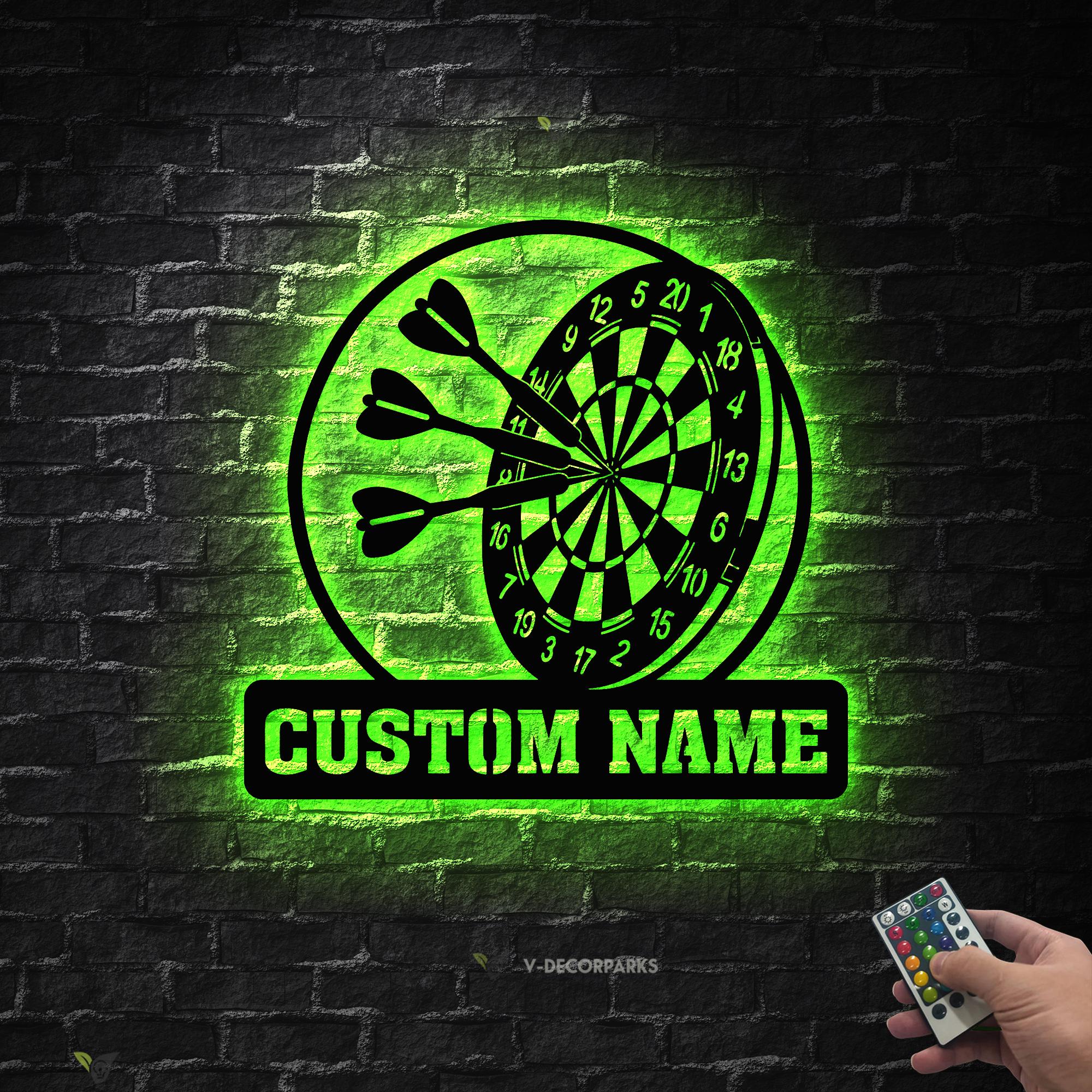 Personalized Darts Monogram Metal Wall With LED Lights, Custom Dart ...