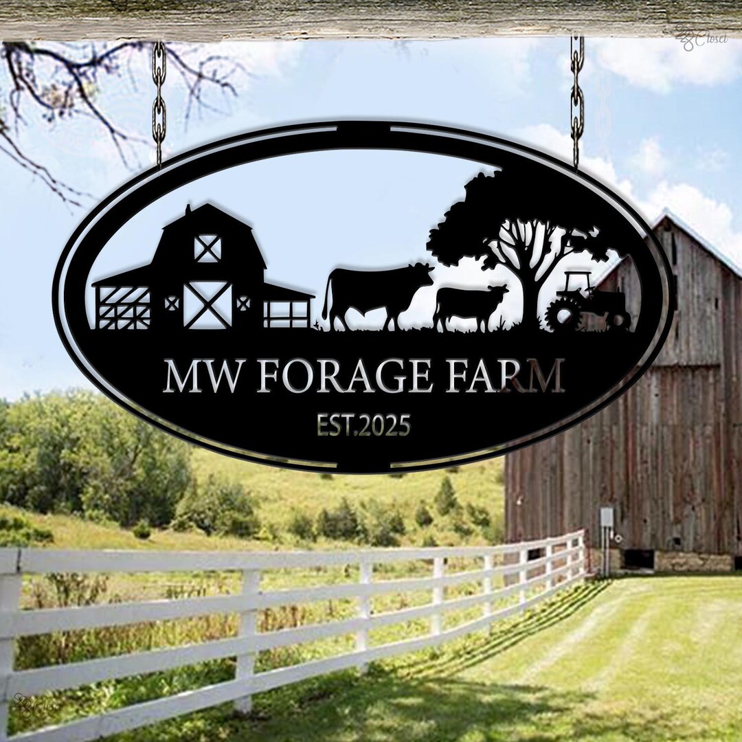 Personalized Metal Farm Sign, Personalized Cow Farm Sign, Farmville ...