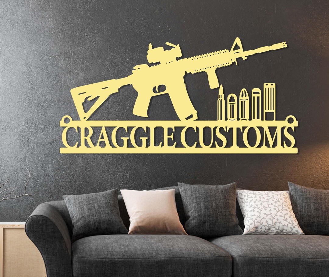 Custom Gun Shop Metal Sign, AR15 Rifle and Ammo Wall Sign, Armory Decor ...