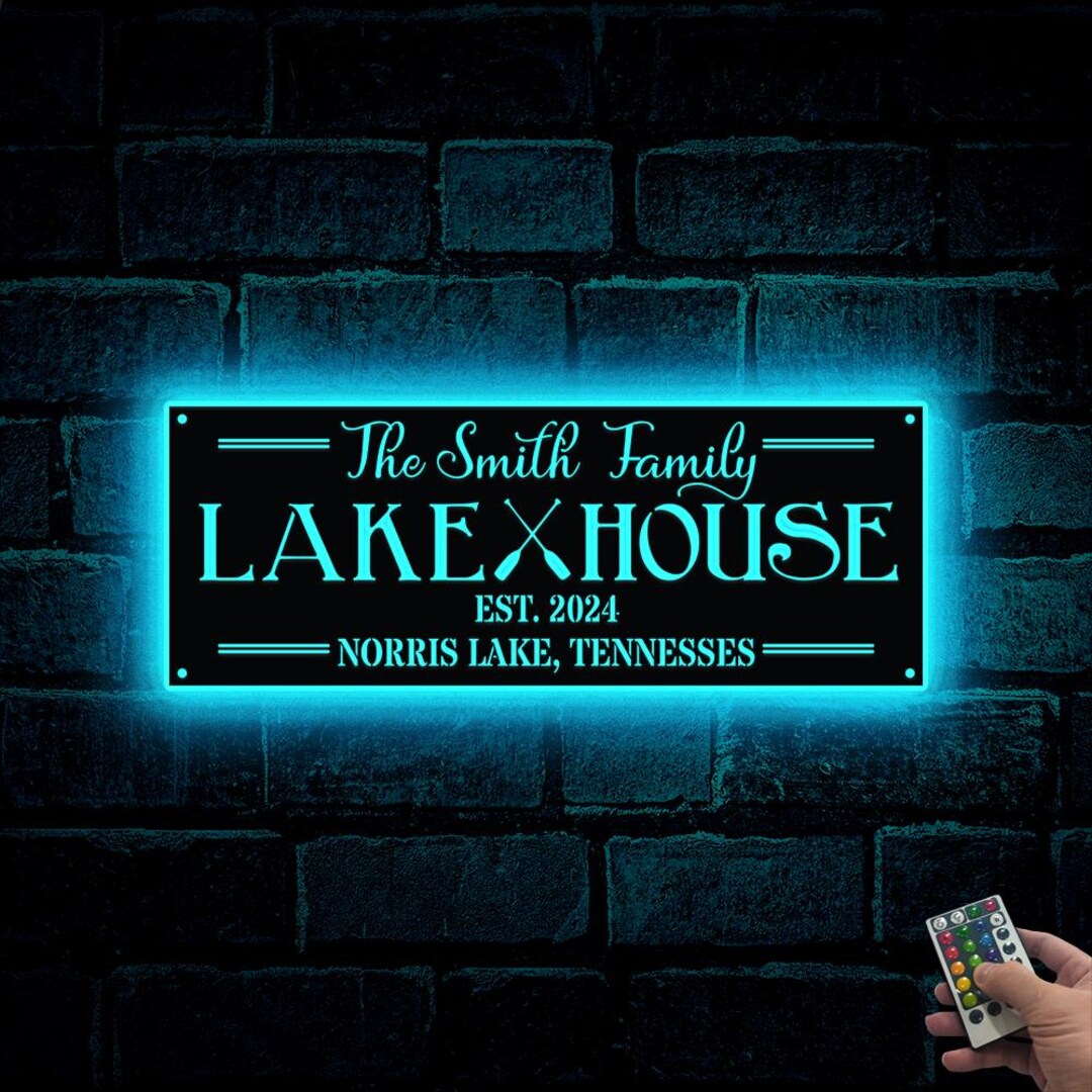 Personalized Lake House Sign With Led Lights, Lake House Decor Welcome ...