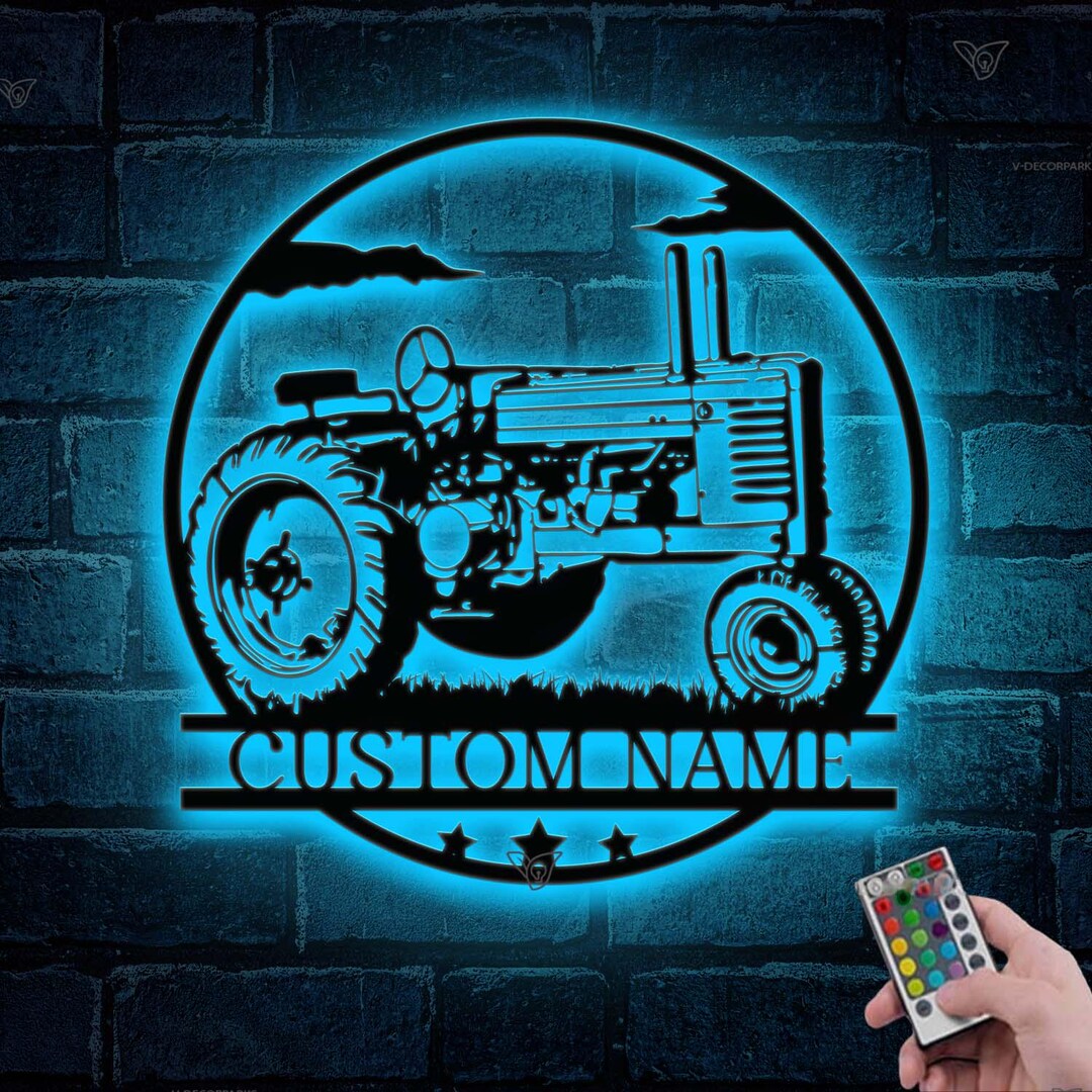 Personalized Tractor Metal Sign LED Lights, Tractor Farm Tractor Sign ...
