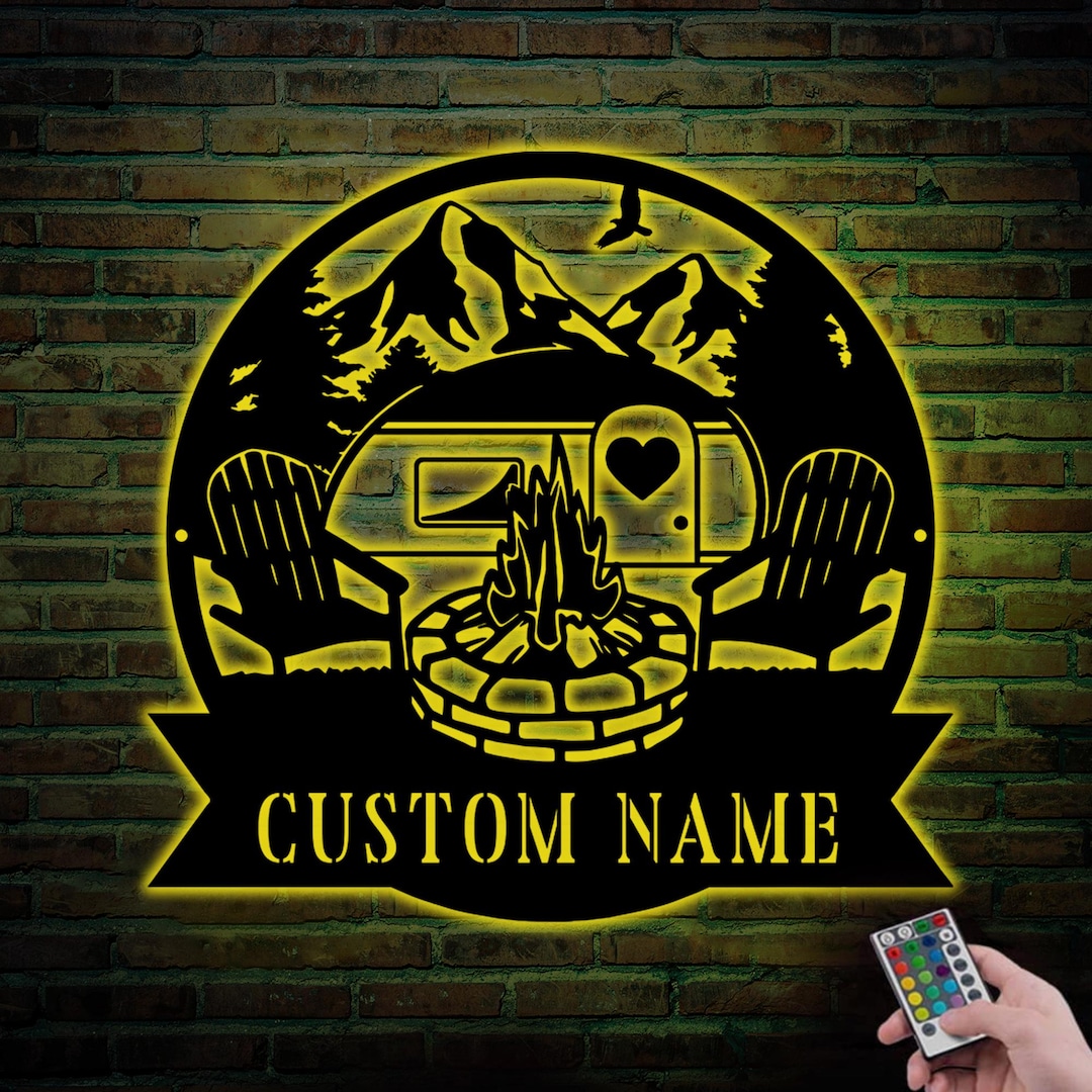 Custom Campfire Sign Metal With Led Lights, Camper Decor, Personalized ...