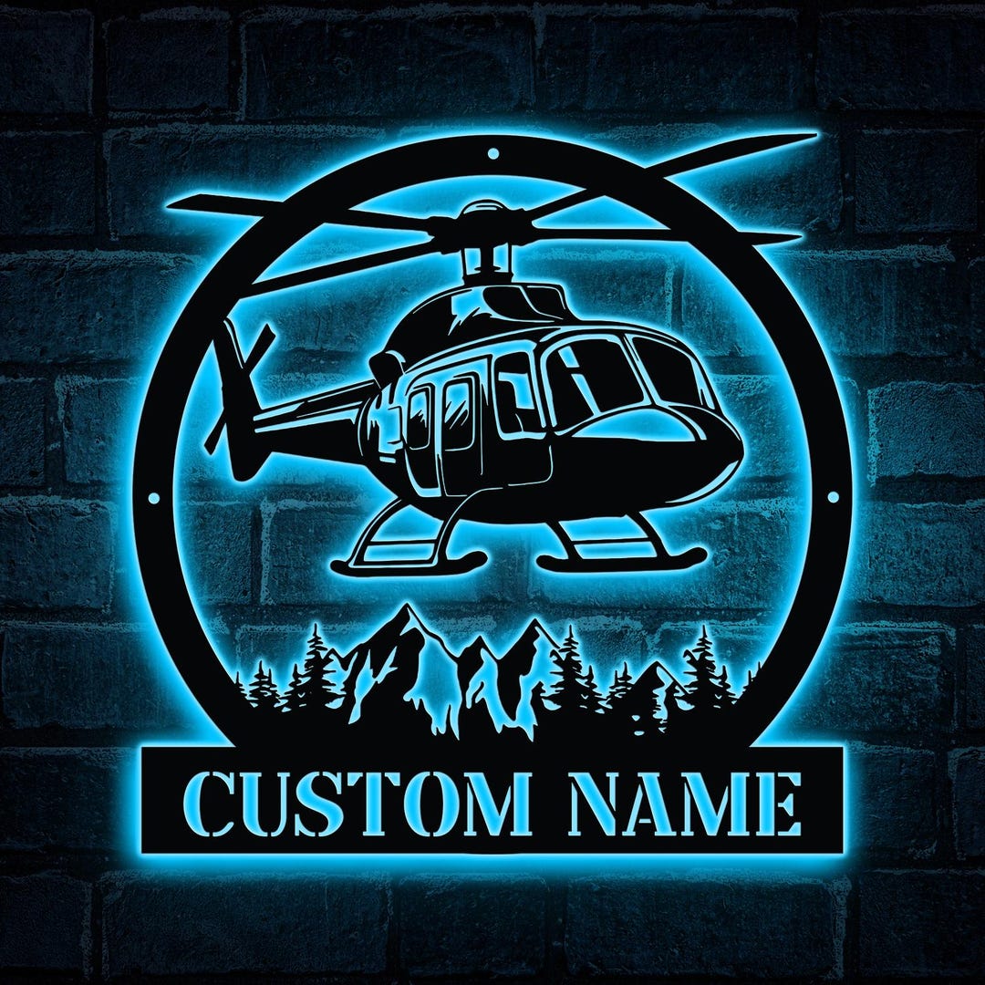 Custom Helicopter Metal Sign, Helicopter Metal Wall Art,pilot Gift ...