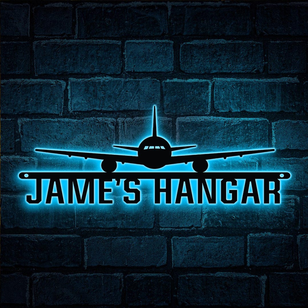 Custom Airplane Hangar Sign, Personalized Pilot Name Sign, Aviation ...