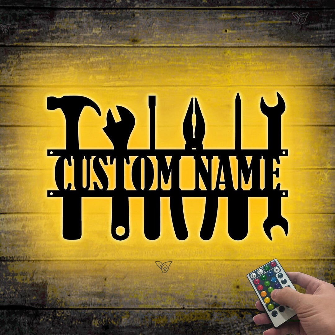Custom Handyman Tools Metal Wall Art Led Lights, Garage Metal Wall Art ...