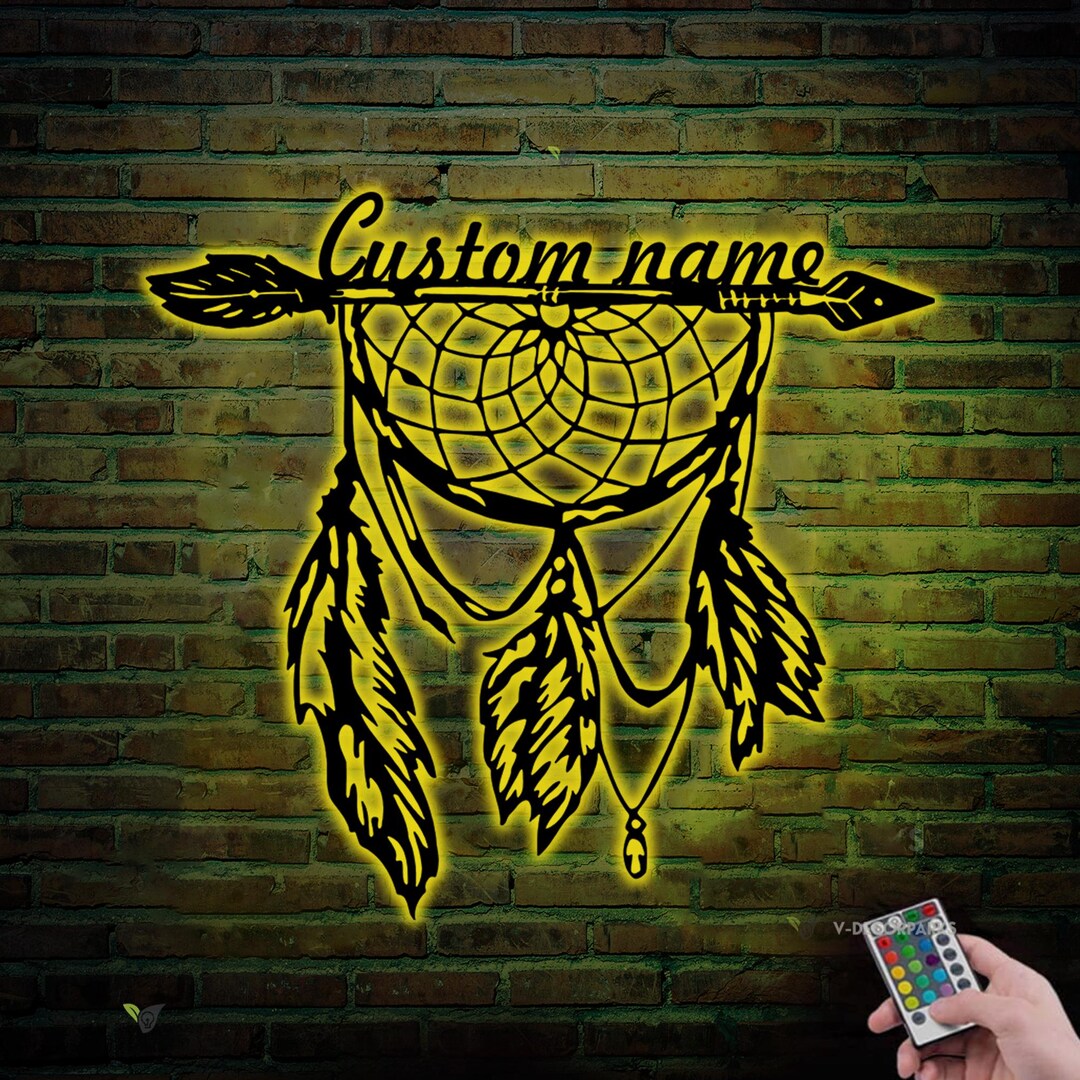 Custom Arrow Feathers Metal Sign Native American Metal Wall Art LED ...