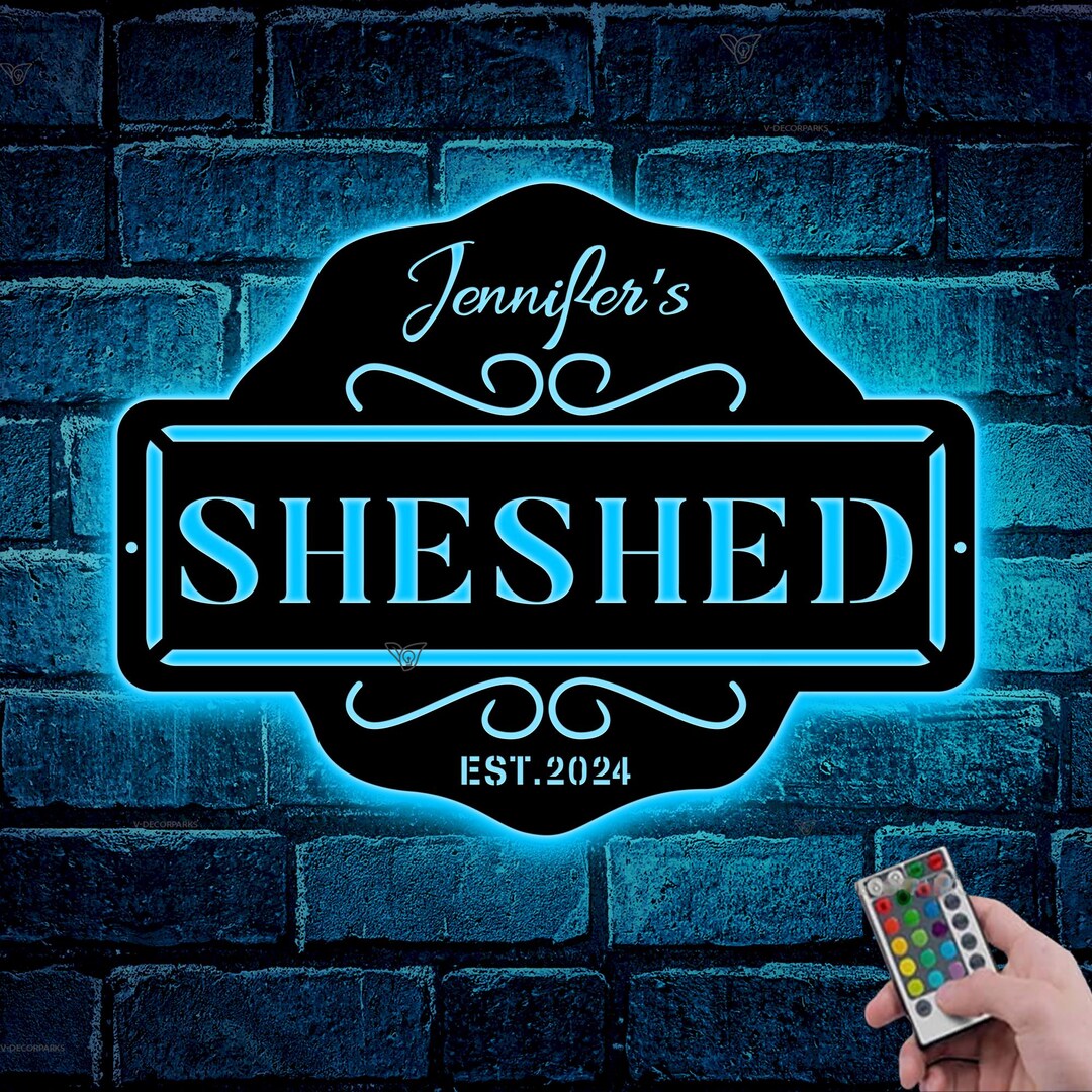 Personalized Metal She Shed Sign Led Lights,she Shed Wall Decor Craft ...