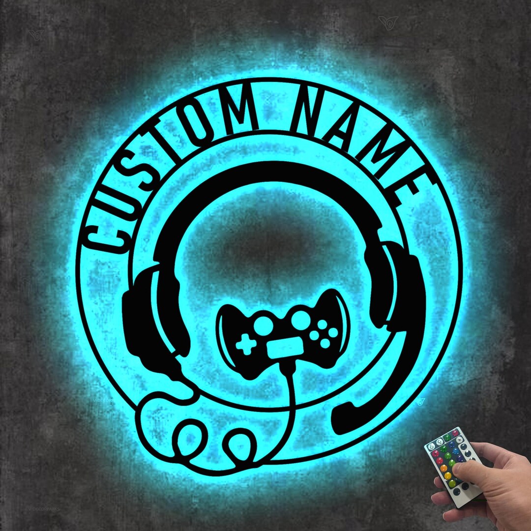 Custom Video Game Metal Wall Art LED Light, Game Controller Wall Art ...