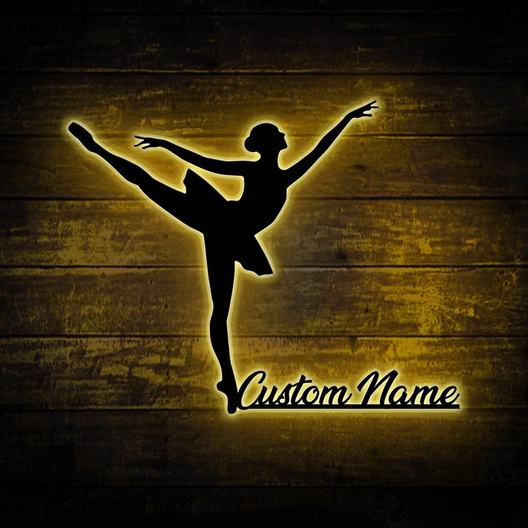 Personalized Modern Dance Metal Wall Art LED Lights Custom Girl Ballet ...