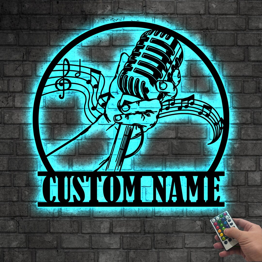 Personalized Microphone Music Audio Studio Metal Wall Art, Custom ...