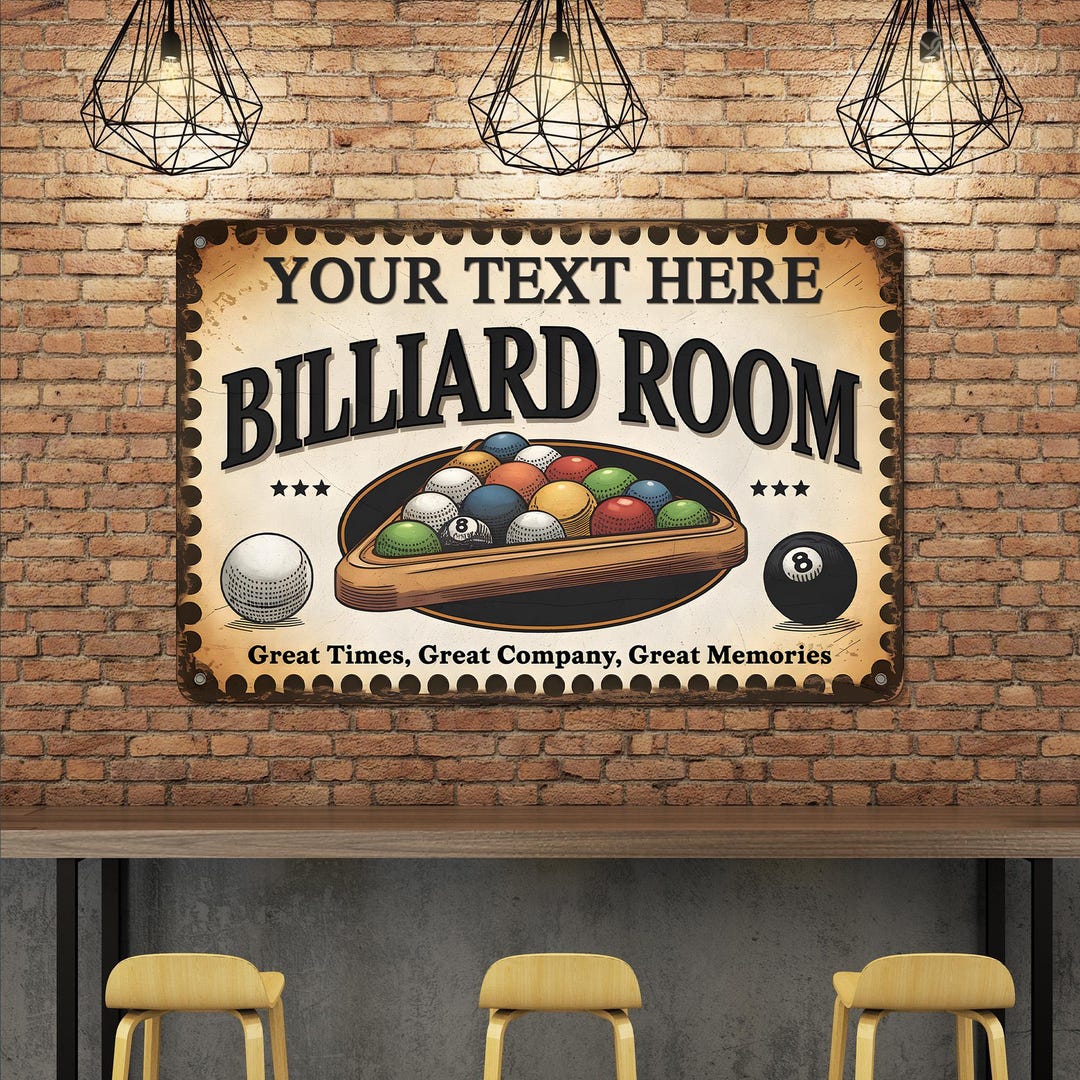 Custom Ball Billiards Metal Wall Art Sign, Billiard Room Sign, Snooker ...