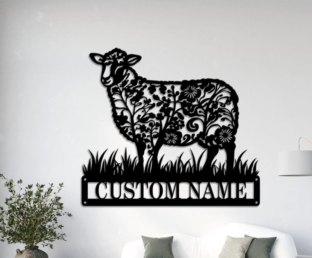 Personalized Sheep Farmhouse Metal Sign, Goat Sheep Metal Wall Art ...