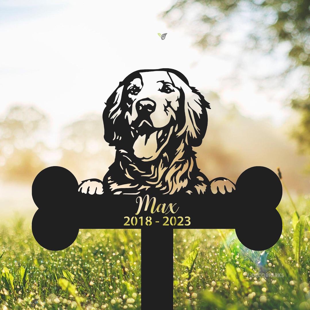 Golden Retriever Garden Stake, Custom Dog Memorial Stake, Pet Grave ...
