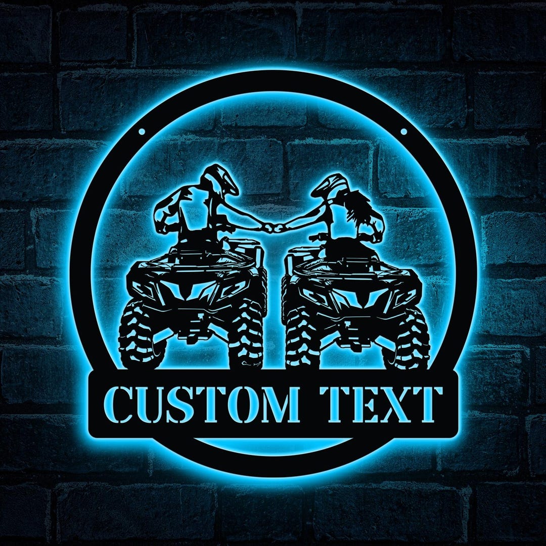 Custom Four Wheeler Couple Monogram With Led Light, Quad Runner Gifts ...