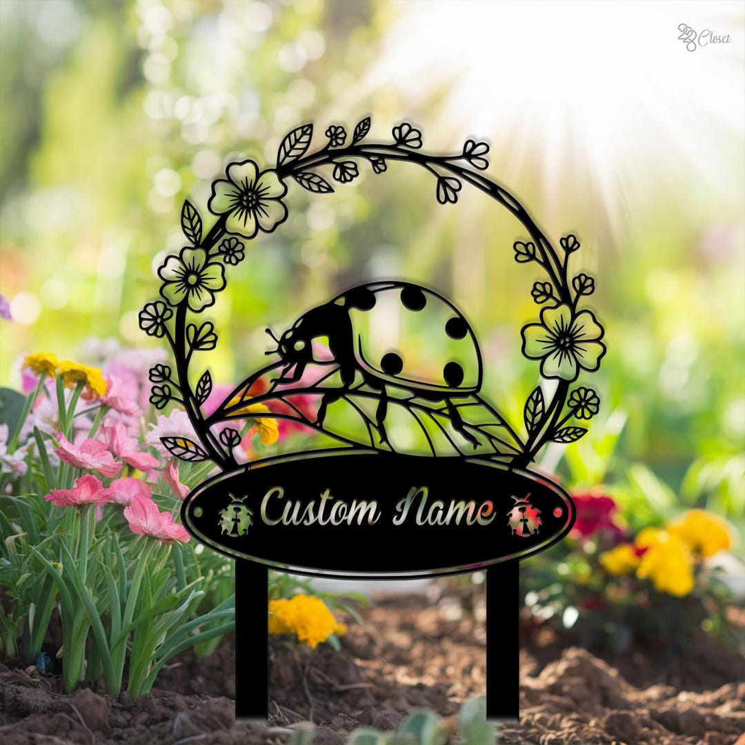 Custom Ladybug Garden Sign, Garden Sign With Ladybug, Ladybug Garden ...