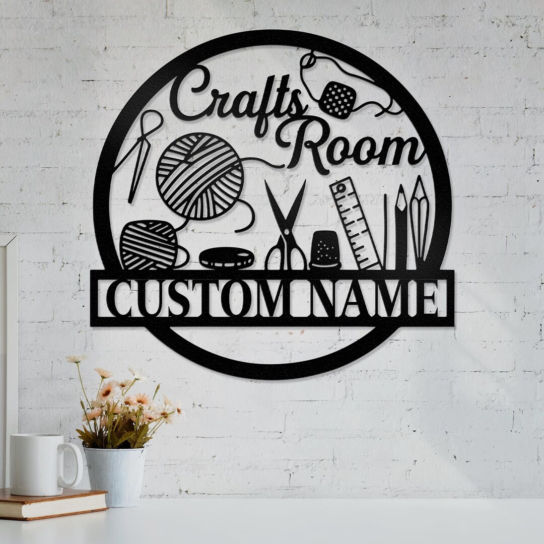 Personalized Craft Room Metal Sign, Sewing Room Sign, Custom Craft Name ...
