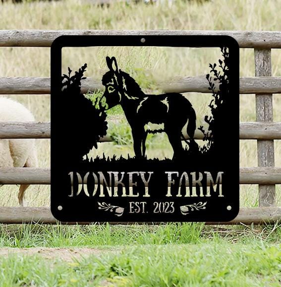 Custom Donkey Metal Sign, Donkey Wall Art, Personalized Donkey ...