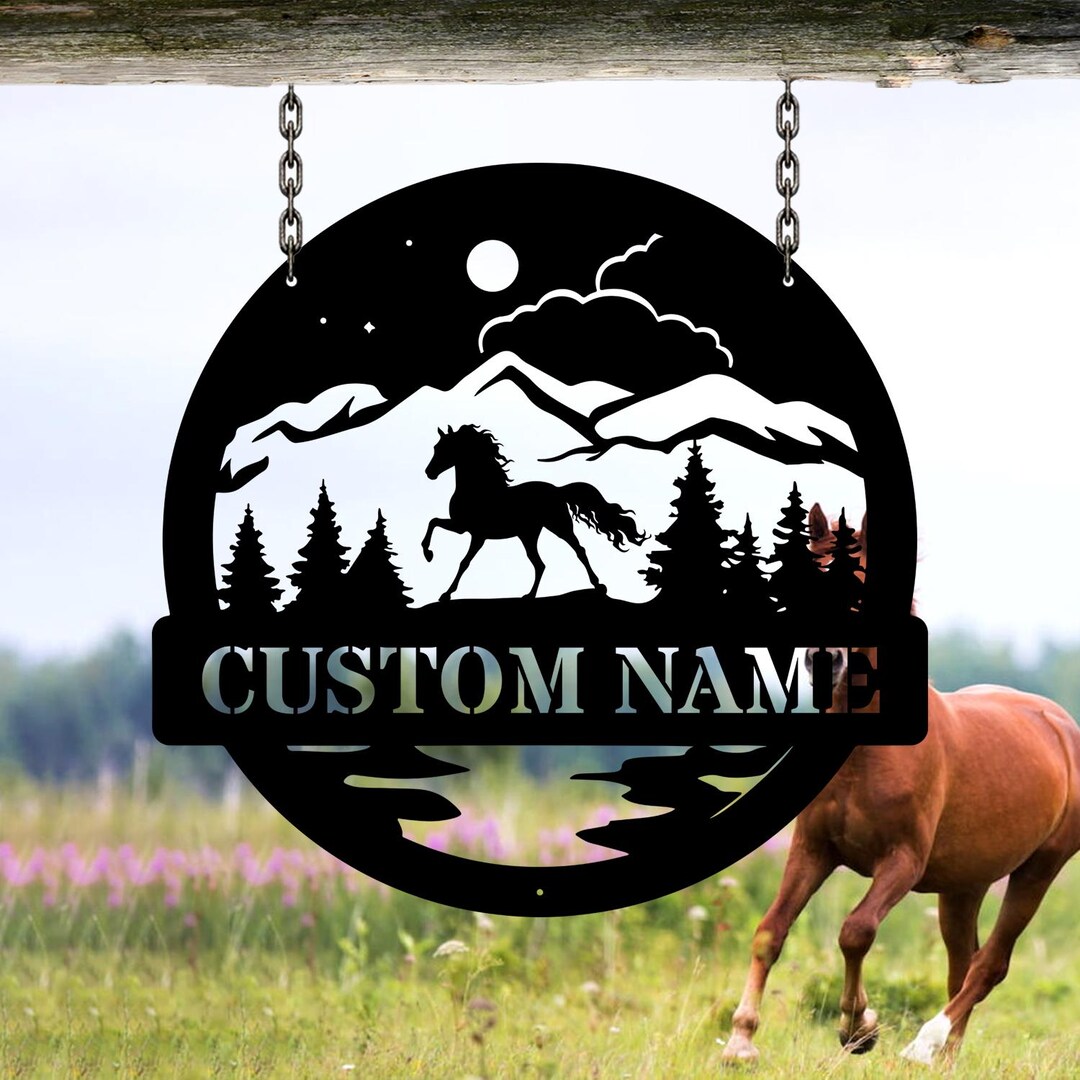 Custom Wild Horses Monogram Metal Sign, Horse Metal Sign Metal ...