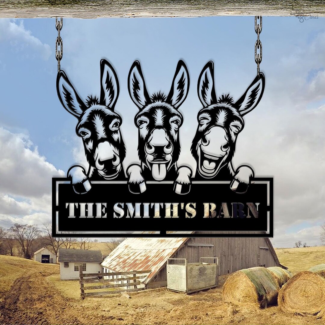 Personalized Donkey Sign, Funny Donkey Barn Sign, Barn Decor With Name ...