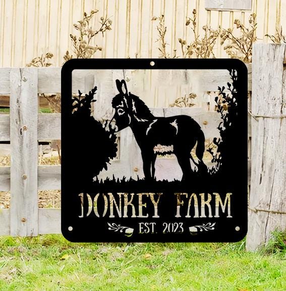 Custom Donkey Metal Sign, Donkey Wall Art, Personalized Donkey ...