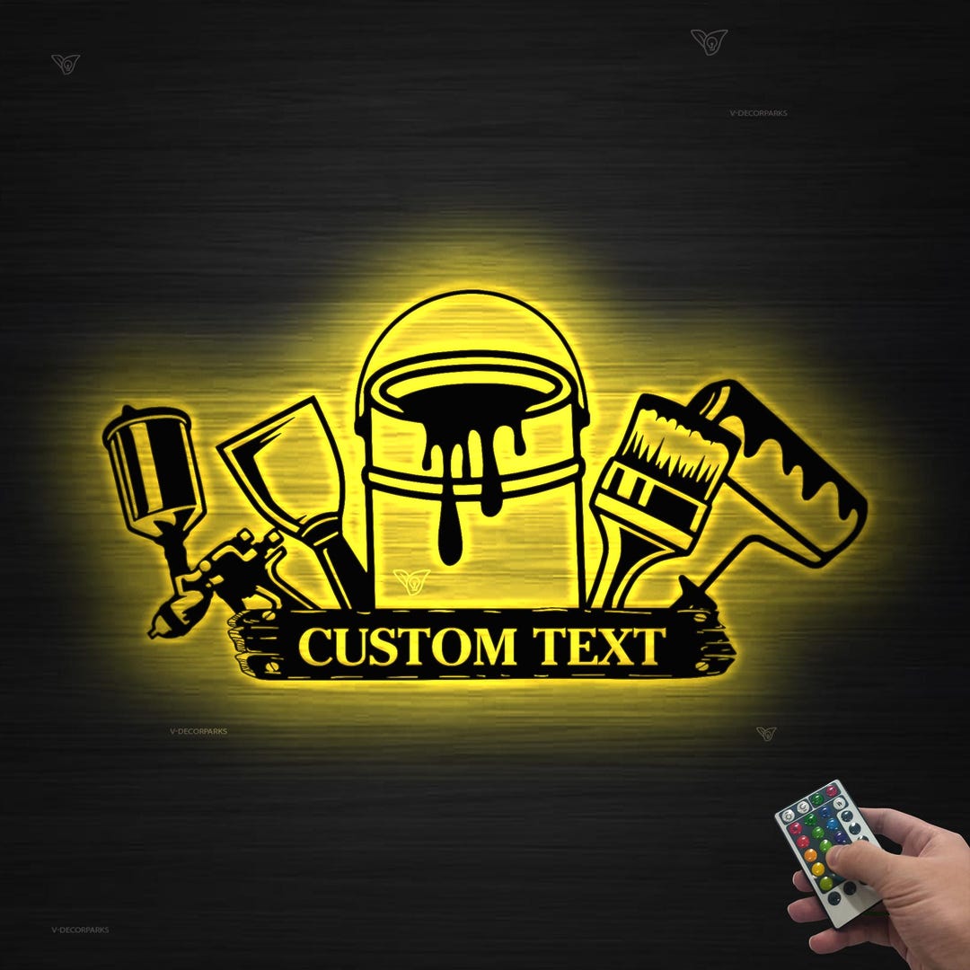 Personalized Painter Tools Metal Sign Led Light,custom Painter Name ...