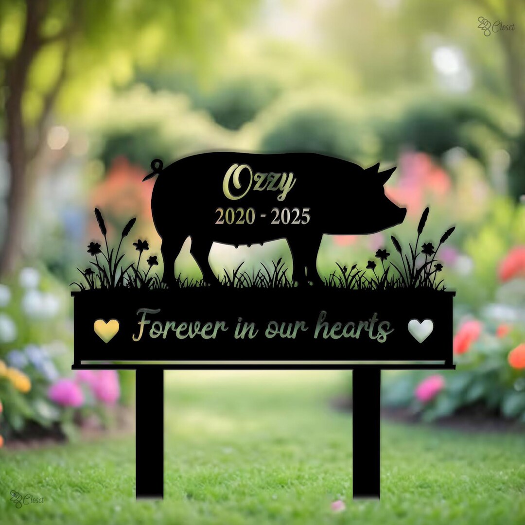 Custom Pig Memorial Sign, Pet Loss Gift, Animal Grave Marker, Farm ...