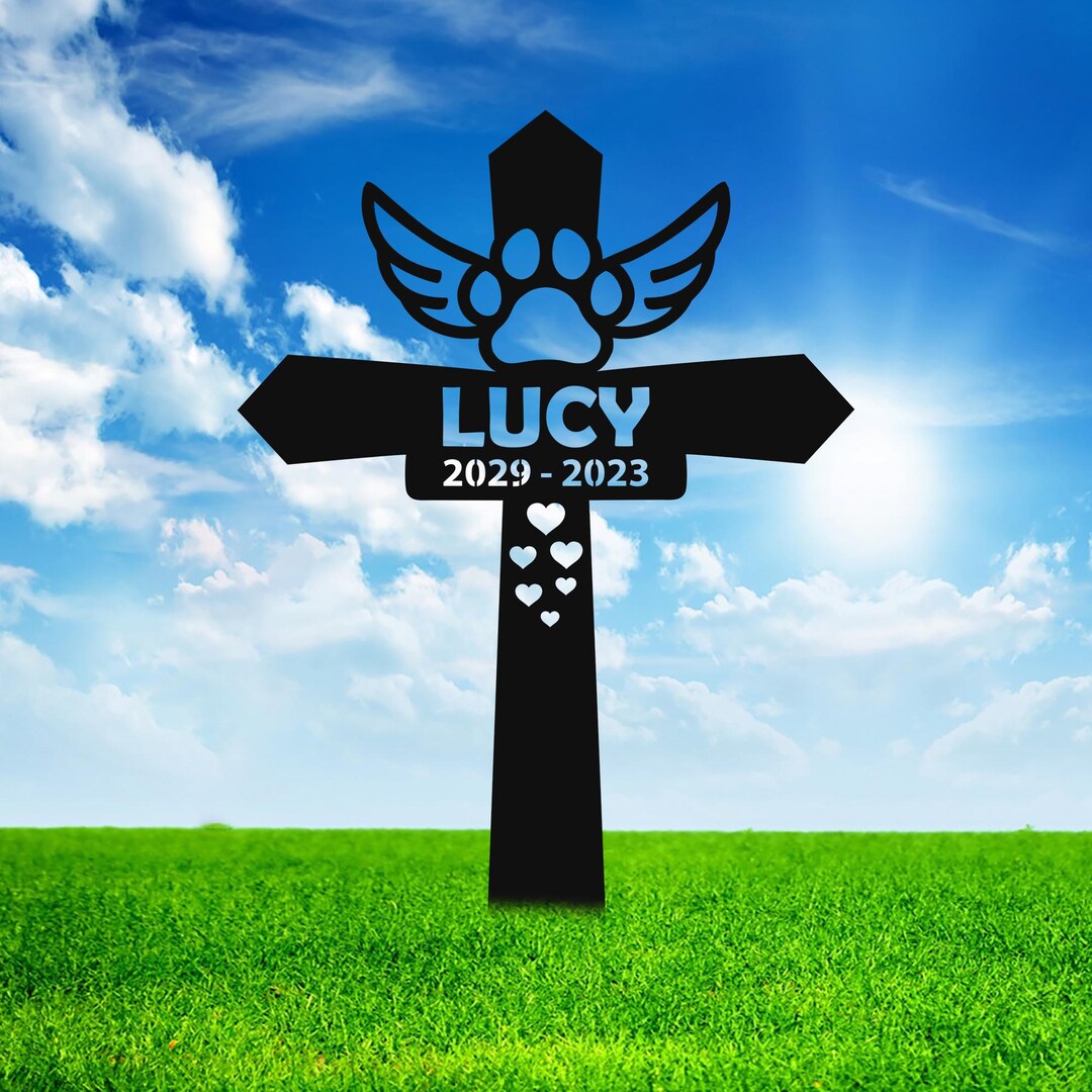 Dog Memorial Cross, Custom Pet Memorial Stake, Memorial Cross for Pet ...