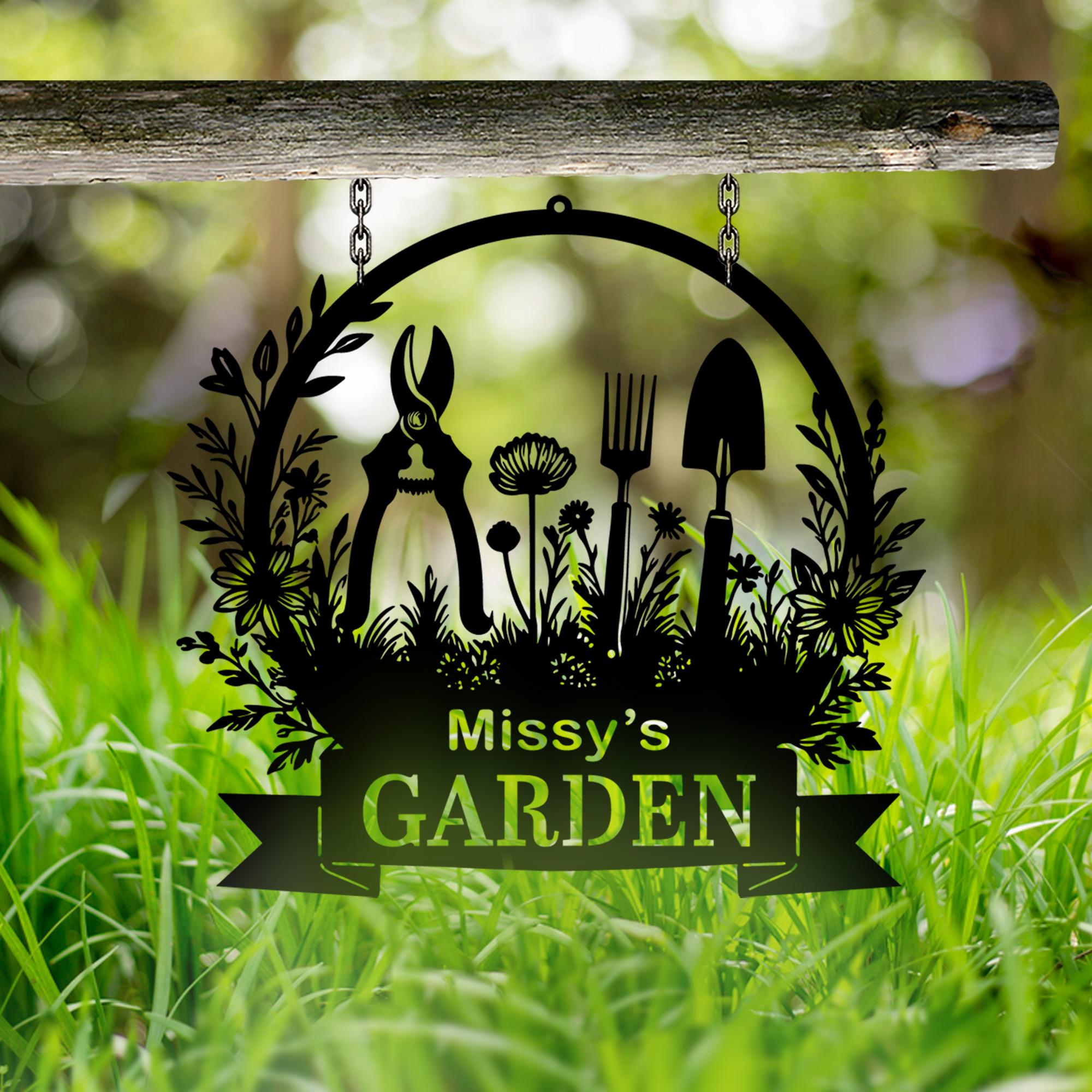 Personalized Garden Tools Sign, Custom Garden Sign Garden Name Sign ...