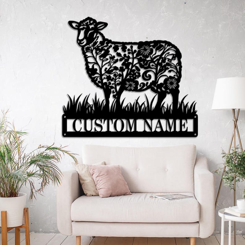 Personalized Sheep Farmhouse Metal Sign, Goat Sheep Metal Wall Art ...