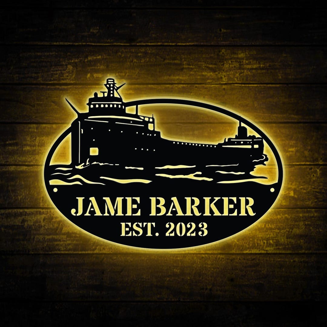 Personalized Ship Metal Sign Shipping Sign Led Lights, Nautical Decor ...