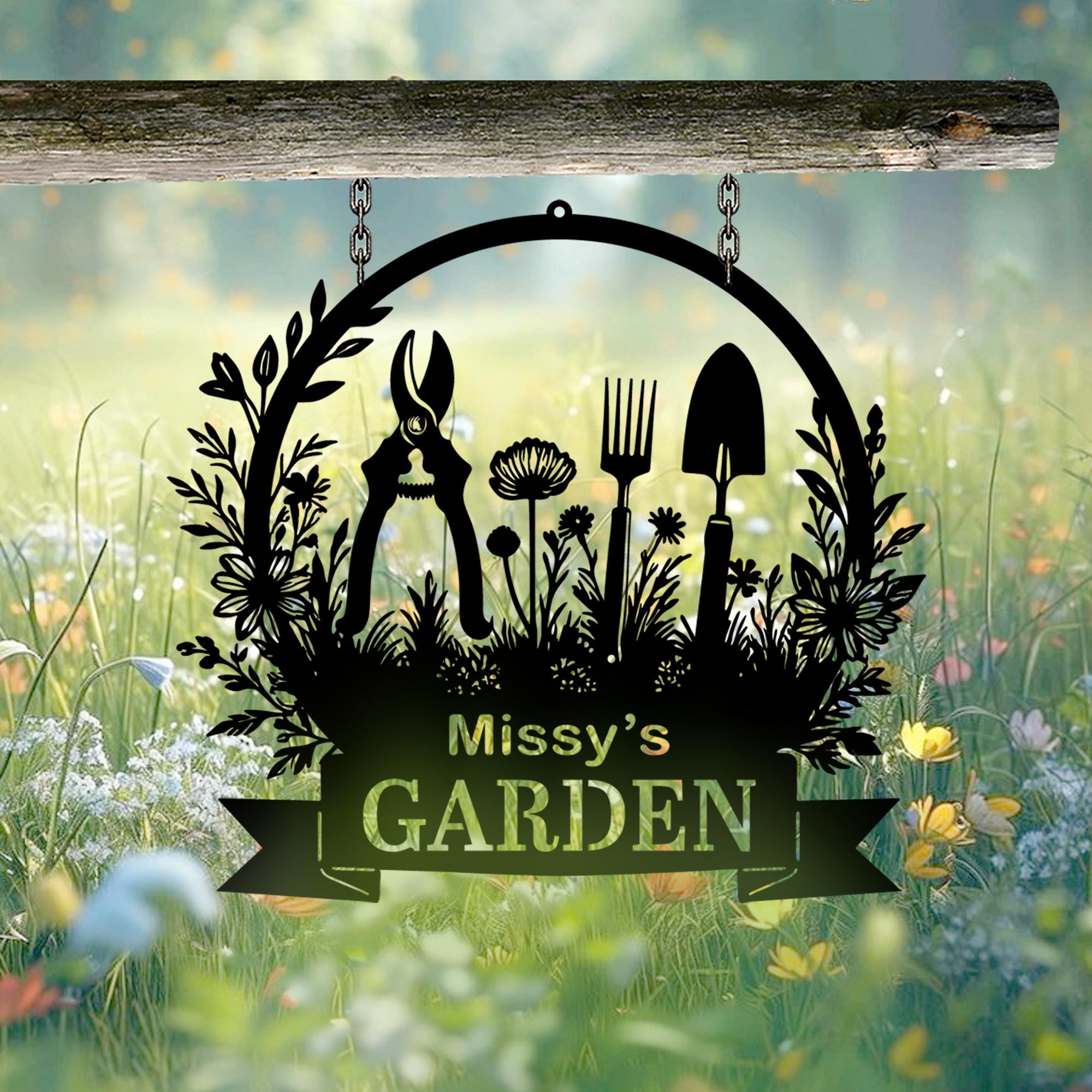 Personalized Garden Tools Sign, Custom Garden Sign Garden Name Sign ...