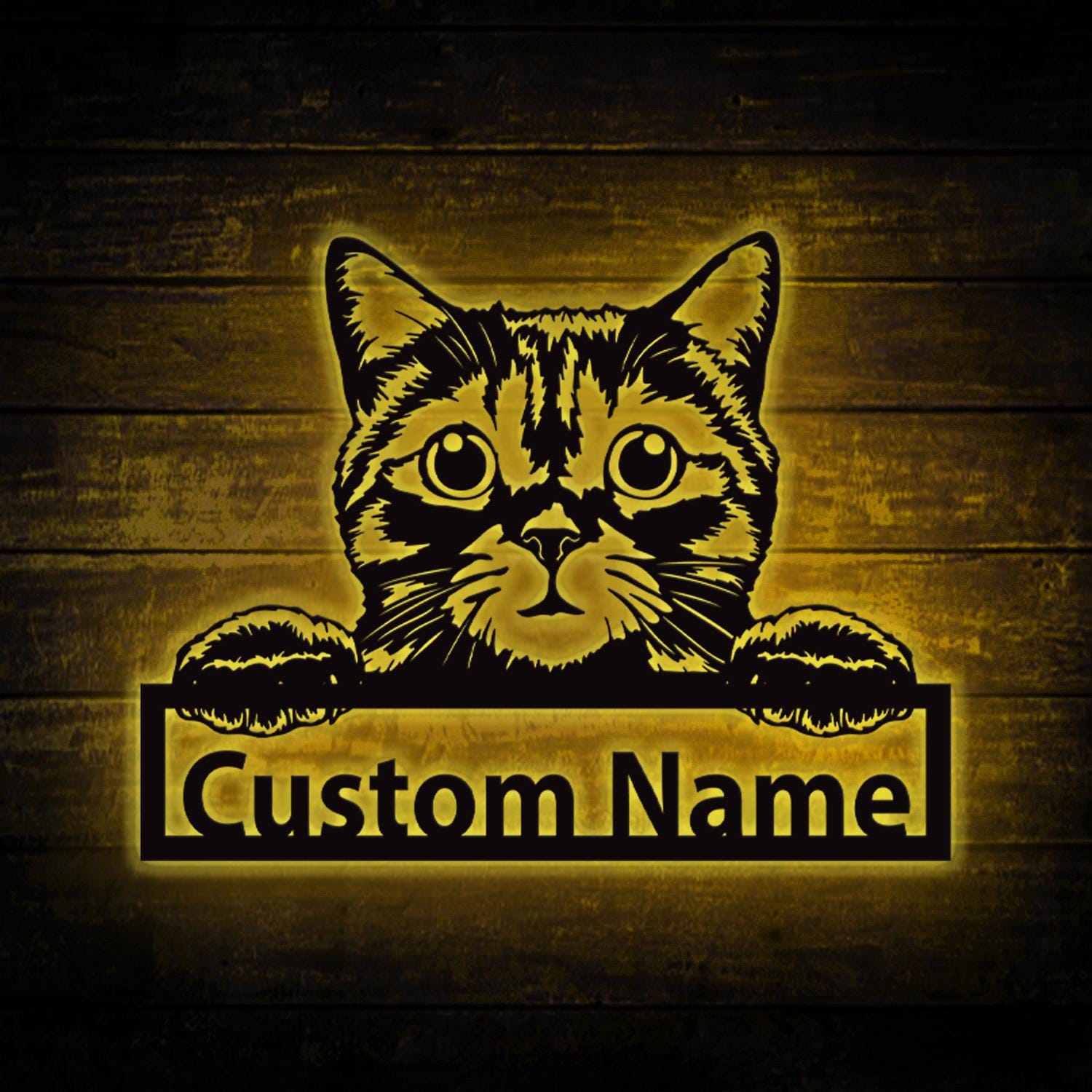 Custom Cat Name Metal Sign, Cat Metal Sign, Kitty Cat Wall Art, Pet ...