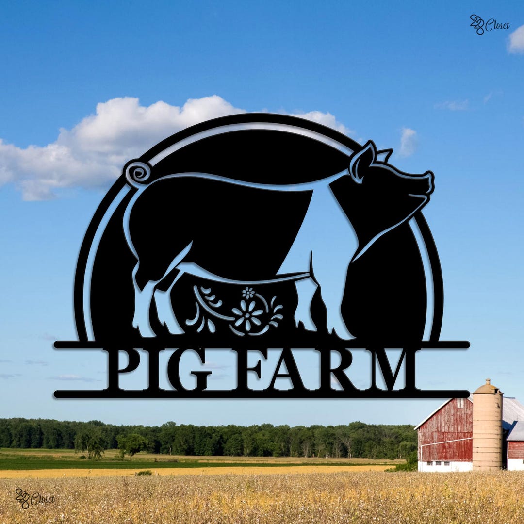 Custom Pig Farm Metal Sign Wall, Custom Pig Farm Metal Wall Art, Pig ...