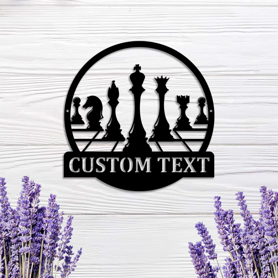 Personalized Chess Metal Wall Art, Custom Chess Player Name Sign Gamer ...