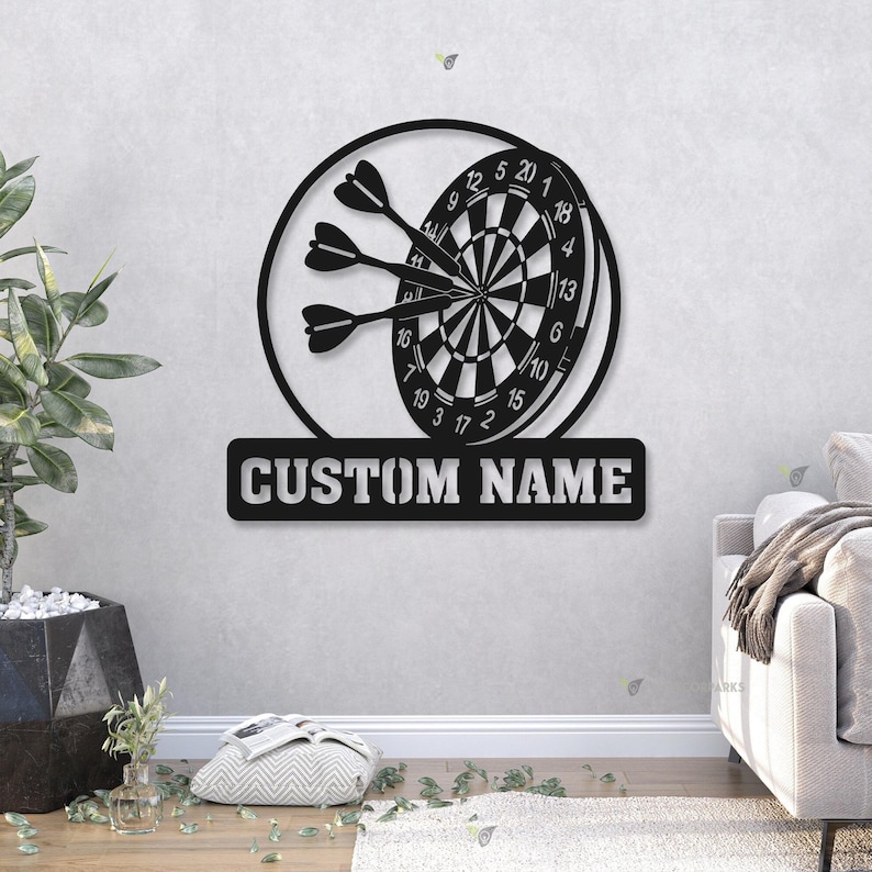 Personalized Darts Monogram Metal Wall With LED Lights, Custom Dart ...