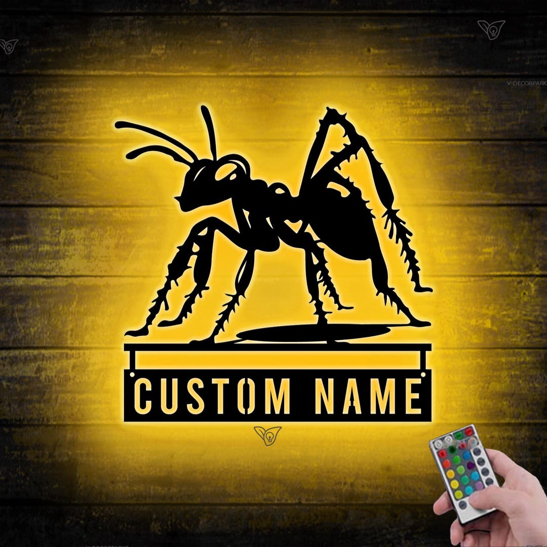 Personalized Ant Metal Wall Art LED Lights, Ant Sign Custom ...