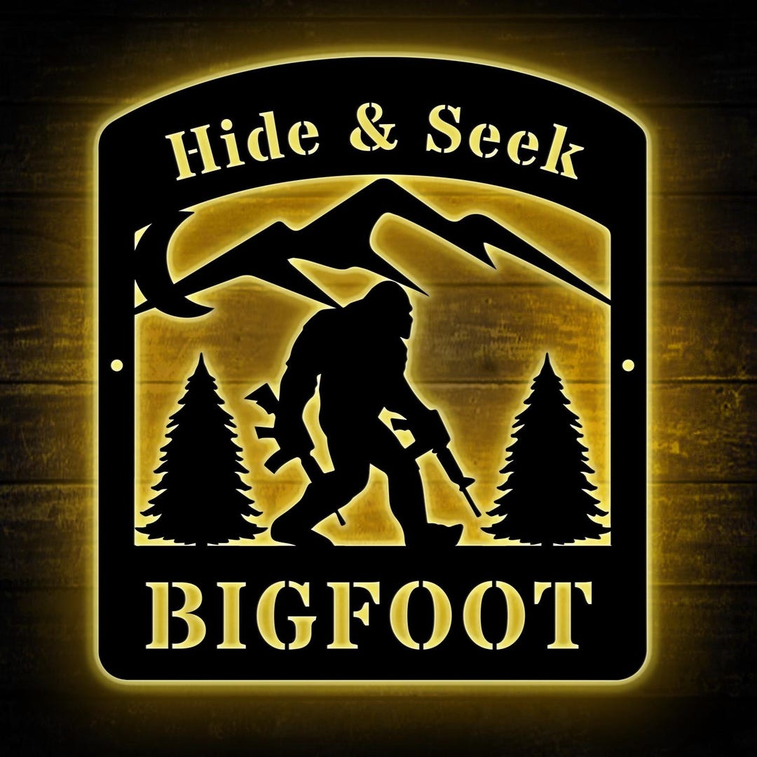Personalized Bigfoot Mountain Metal Sign Led Light, Bigfoot Metal Sign ...