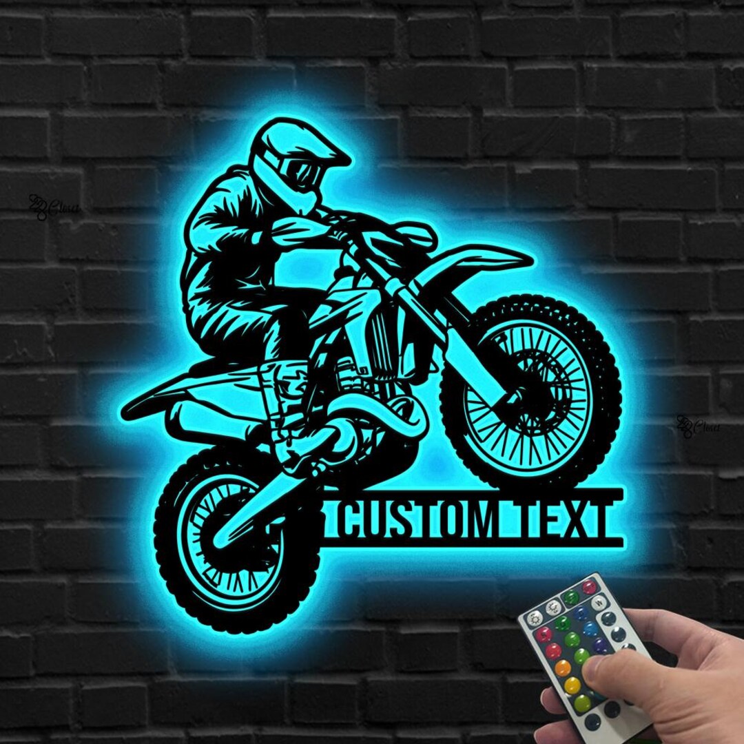 Custom Dirt Bike LED Sign, Personalized Motocross Wall Light, Gift for ...