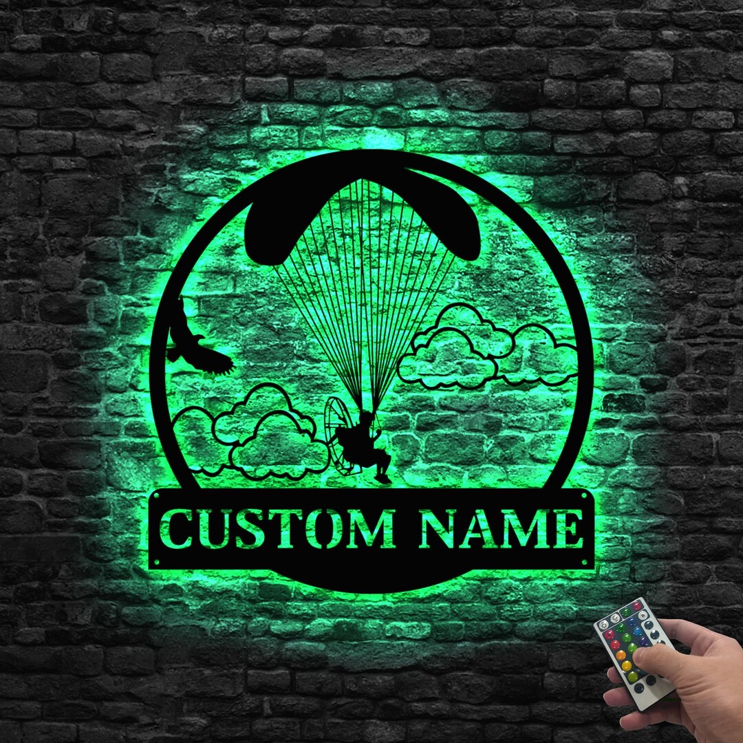 Personalized Powered Parachute Metal Sign LED Lights, Custom Powered ...