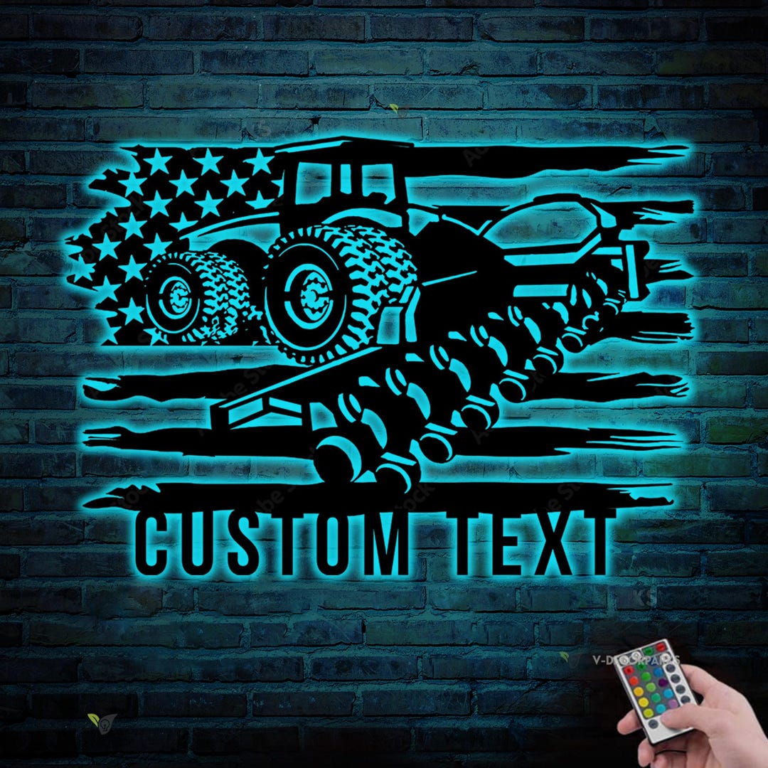 Custom Tractor Driver Metal Wall Art LED Lights, Personalized Farm ...