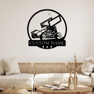 Personalized Sprint Car Metal Wall Art LED Lights, Custom Sprint Car ...