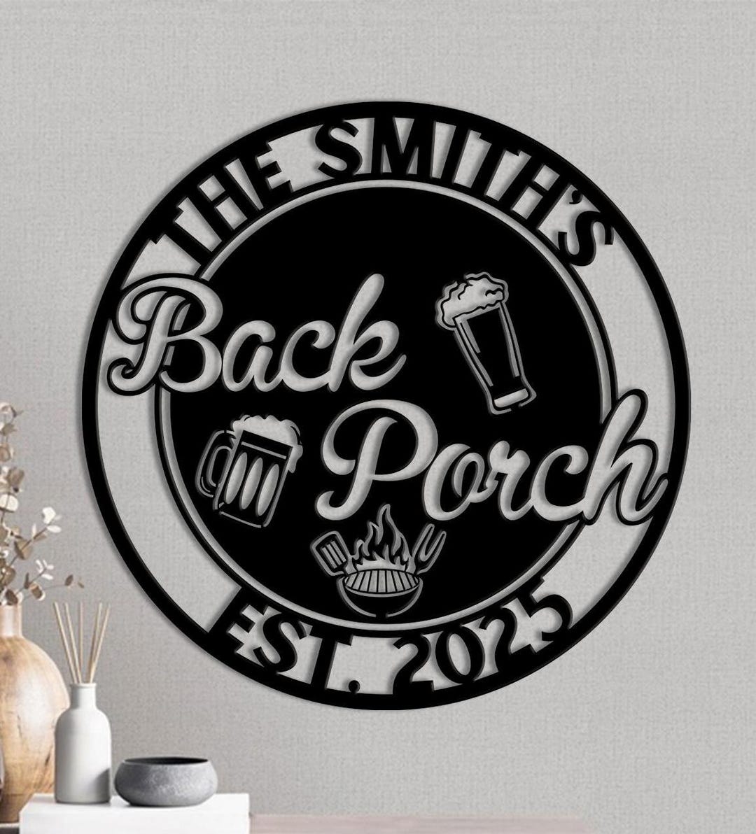 Personalized Metal Back Porch Sign, Custom Outdoor Wall Art, Rust-proof ...