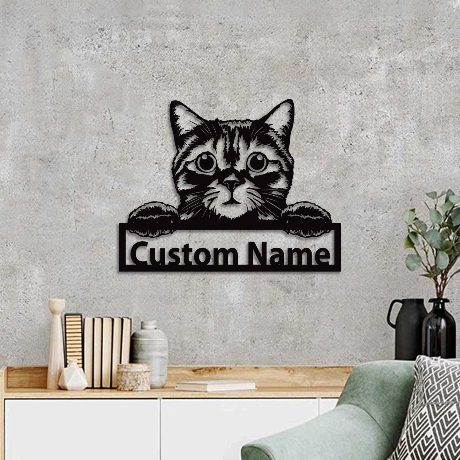 Custom Cat Name Metal Sign, Cat Metal Sign, Kitty Cat Wall Art, Pet ...